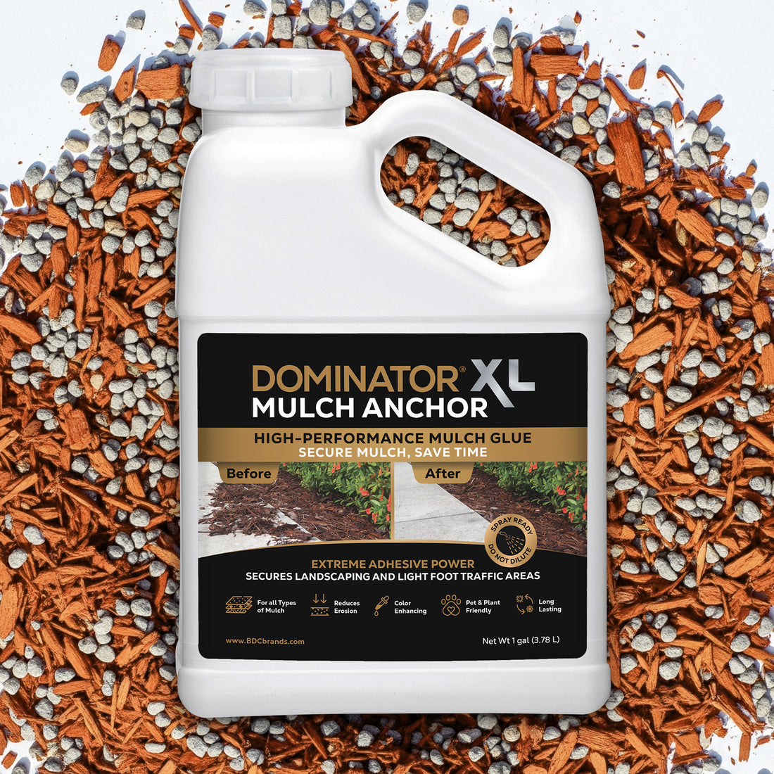 DOMINATOR Mulch Anchor XL - Best Mulch Glue for Your Landscape